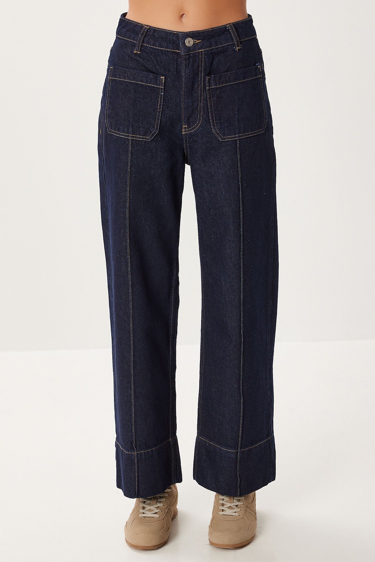 HiCCUP - Navy Blue Istanbul High Waist Straight Leg Two-piece Set With ...