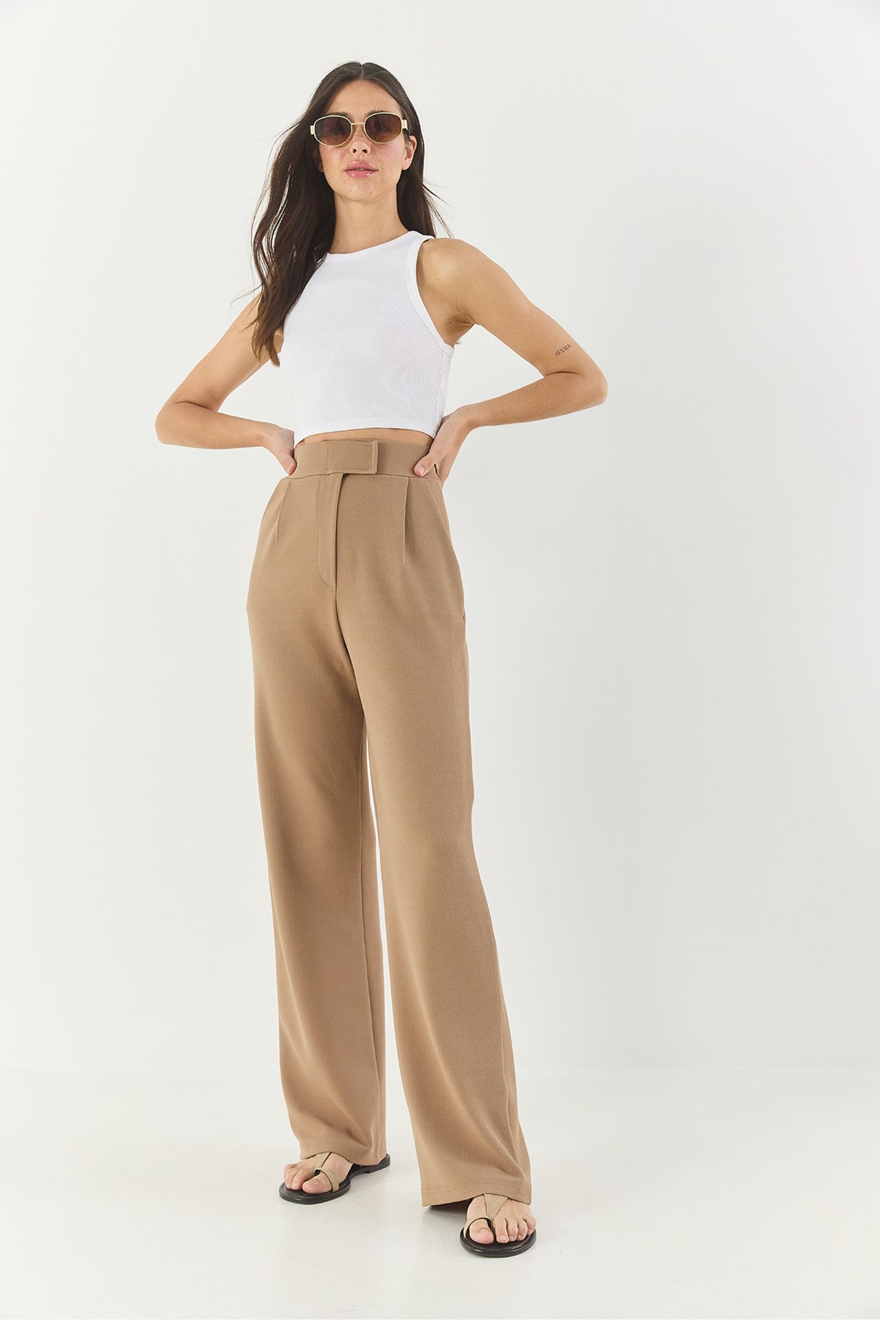 HiCCUP - Beaver Brown Lucci High Waist Straight Pants Women