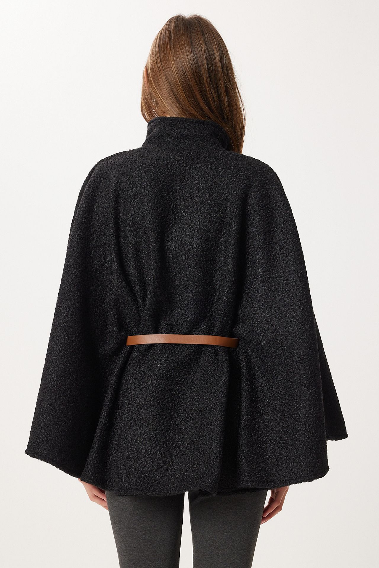 HiCCUP - Black Istanbul Belted Gabardine Loose Fit Jacket With Half ...