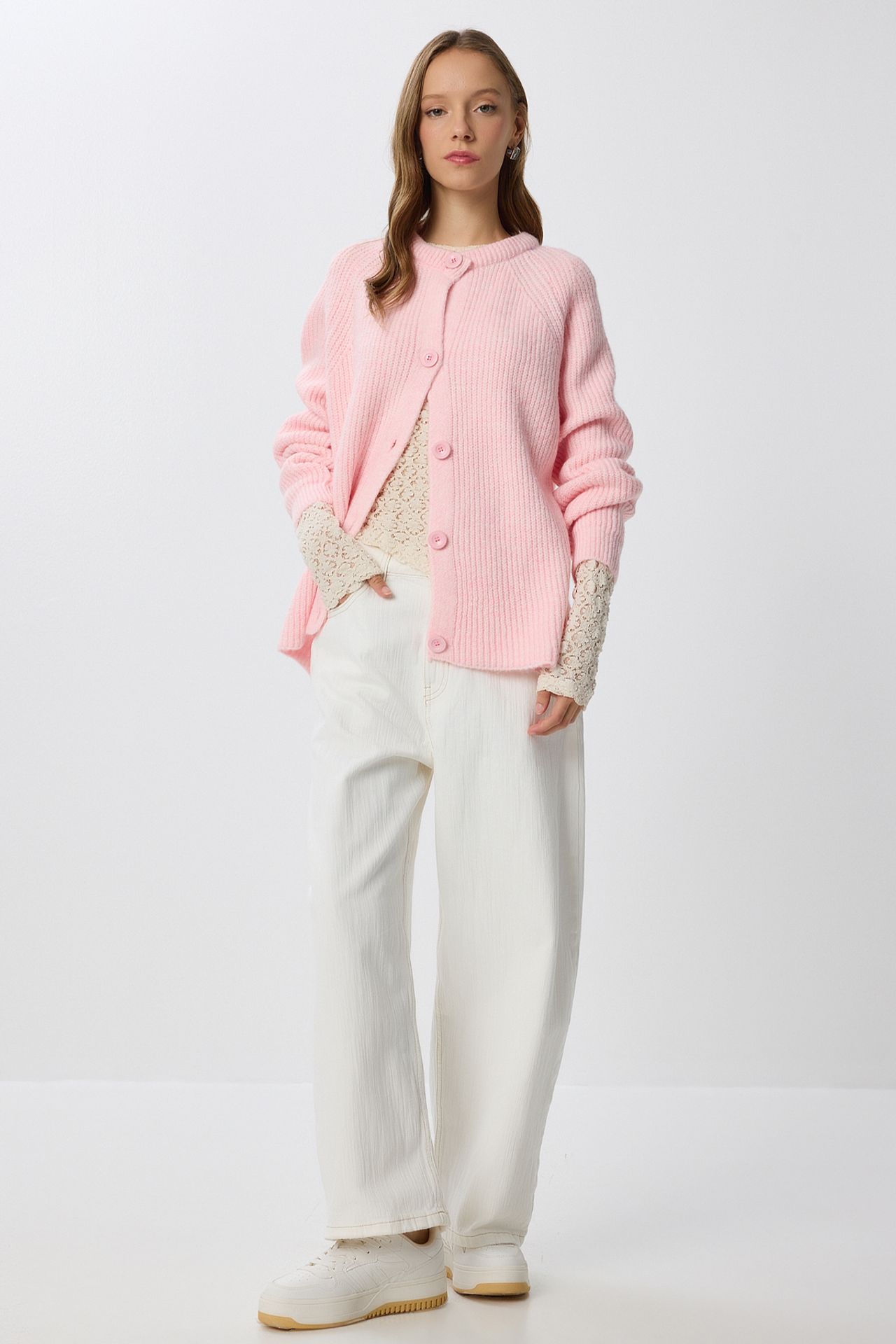 HiCCUP - Carnation Pink Istanbul Textured Ribbed Oversized Cardigan ...