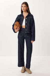 HiCCUP - Navy Blue Istanbul High Waist Straight Leg Two-piece Set With ...