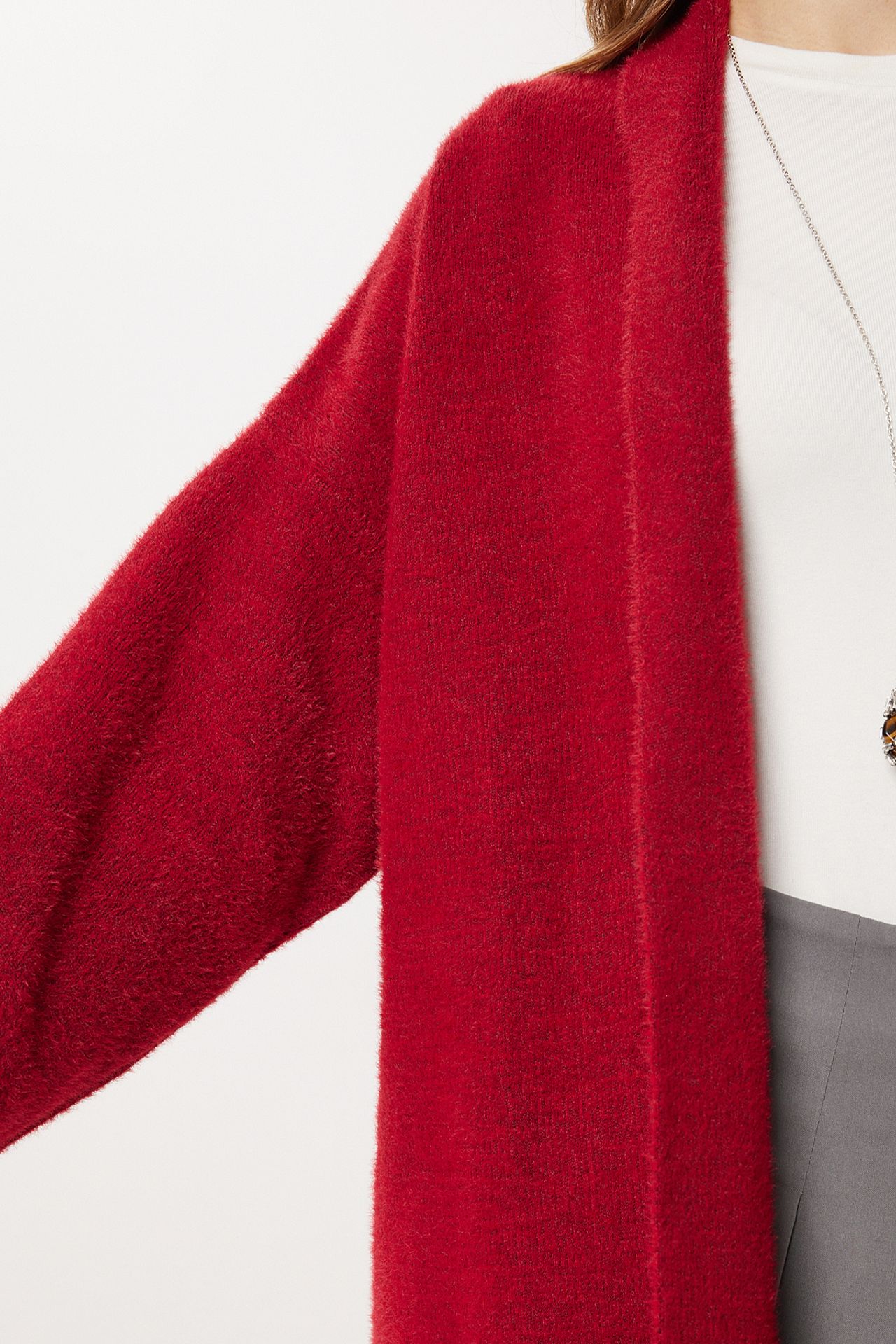 HiCCUP - Burgundy Red Istanbul Relaxed Fit Ribbed Long Cardigan Women