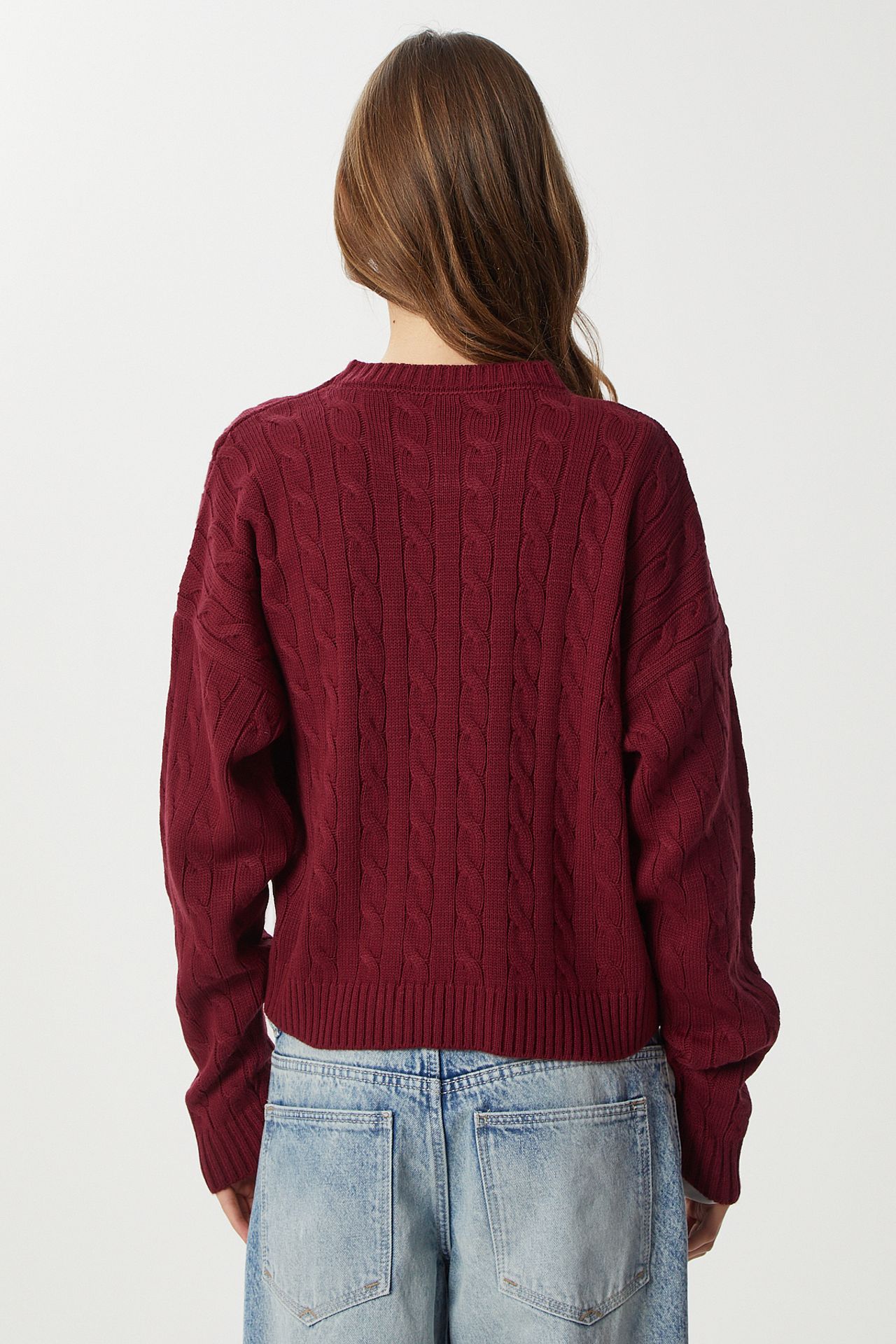 HiCCUP - Burgundy Red Istanbul Embroidered Hair Braid Sweater Women
