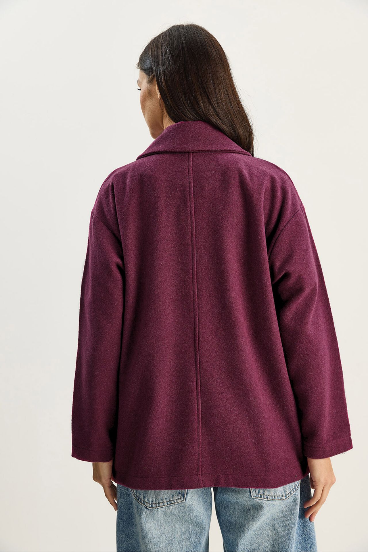 HiCCUP - Amethyst Purple Lucci Oversized Coat With Button Closure Women