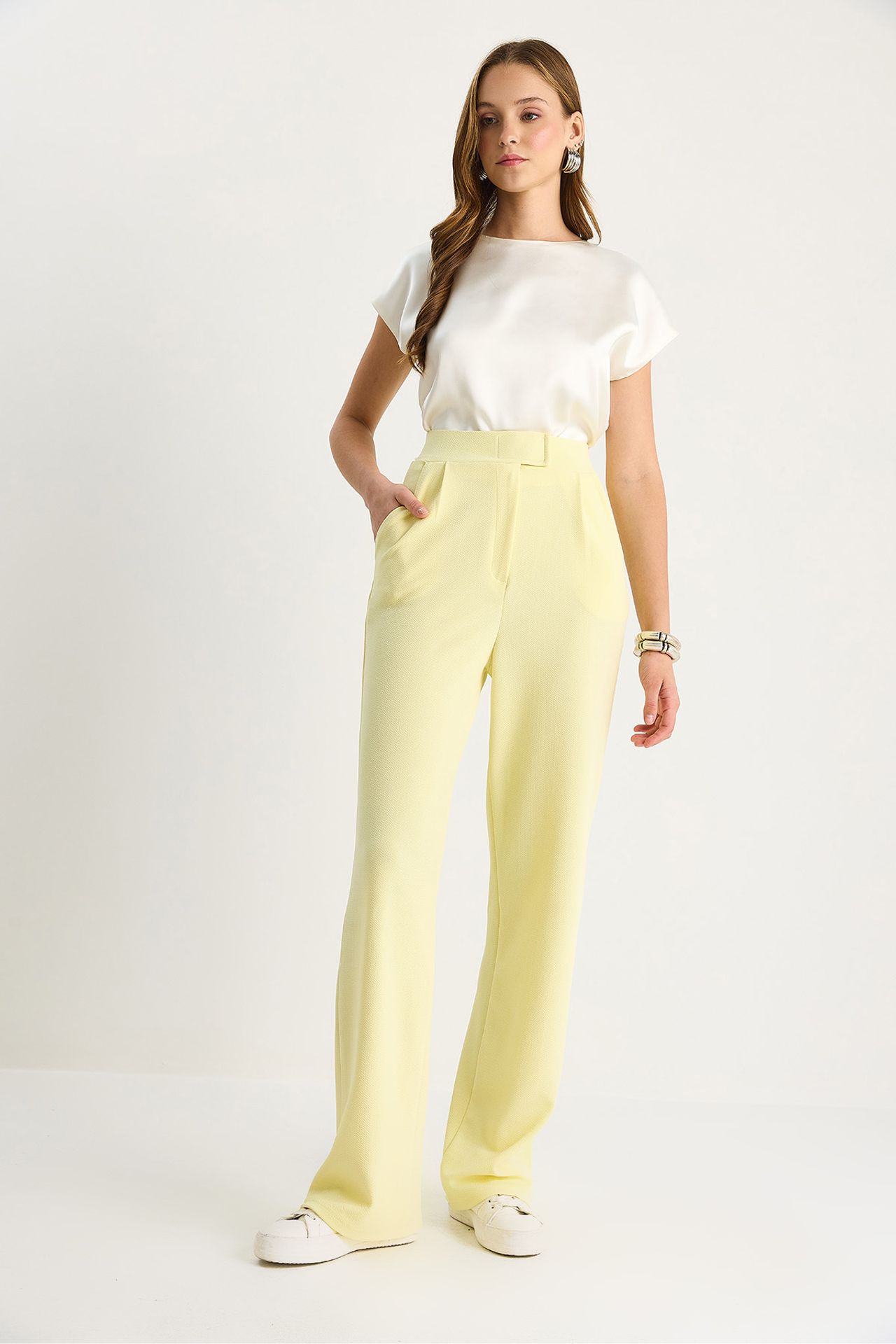 HiCCUP - Lemon Yellow Lucci High Waist Straight Pants Women