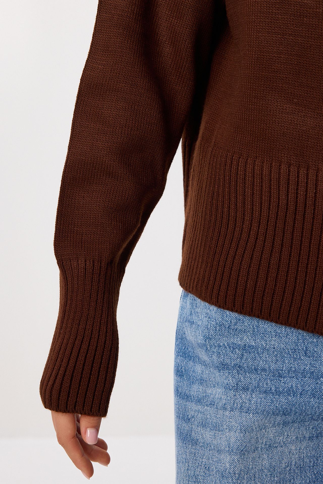 HiCCUP - Mocha Brown Istanbul Boat Neck Ribbed Sweater Women