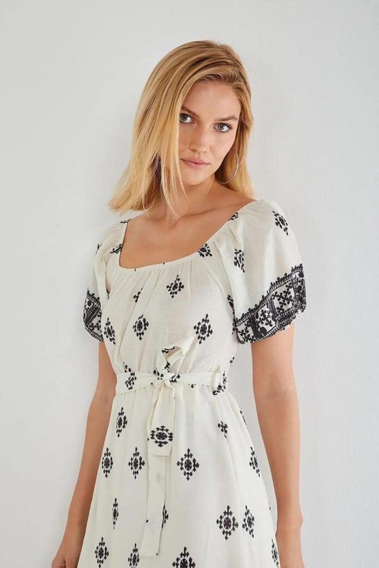 HiCCUP - Black Mixray Floral Boat Neck Midi Dress Women