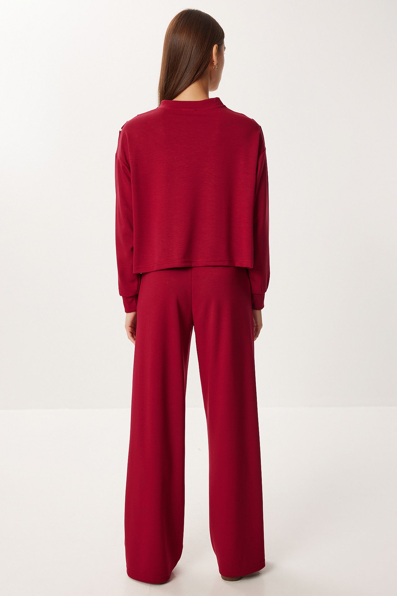 HiCCUP - Burgundy Red Istanbul Color Blocked Ribbed Co-ord Set With ...