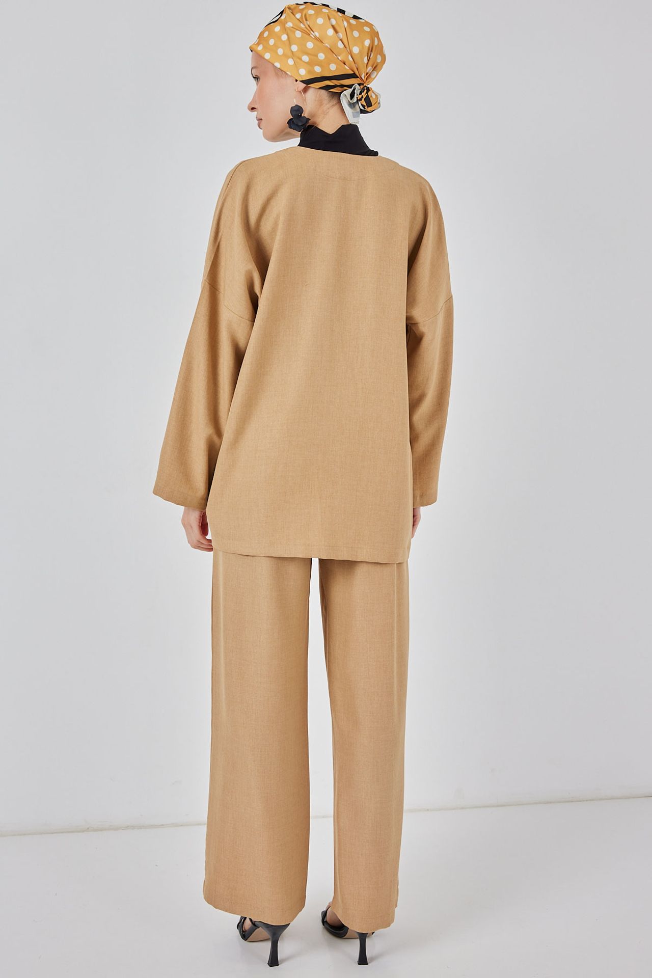 HiCCUP - Beaver Brown Bdart Linen Blend Binding Detailed Cardigan And ...