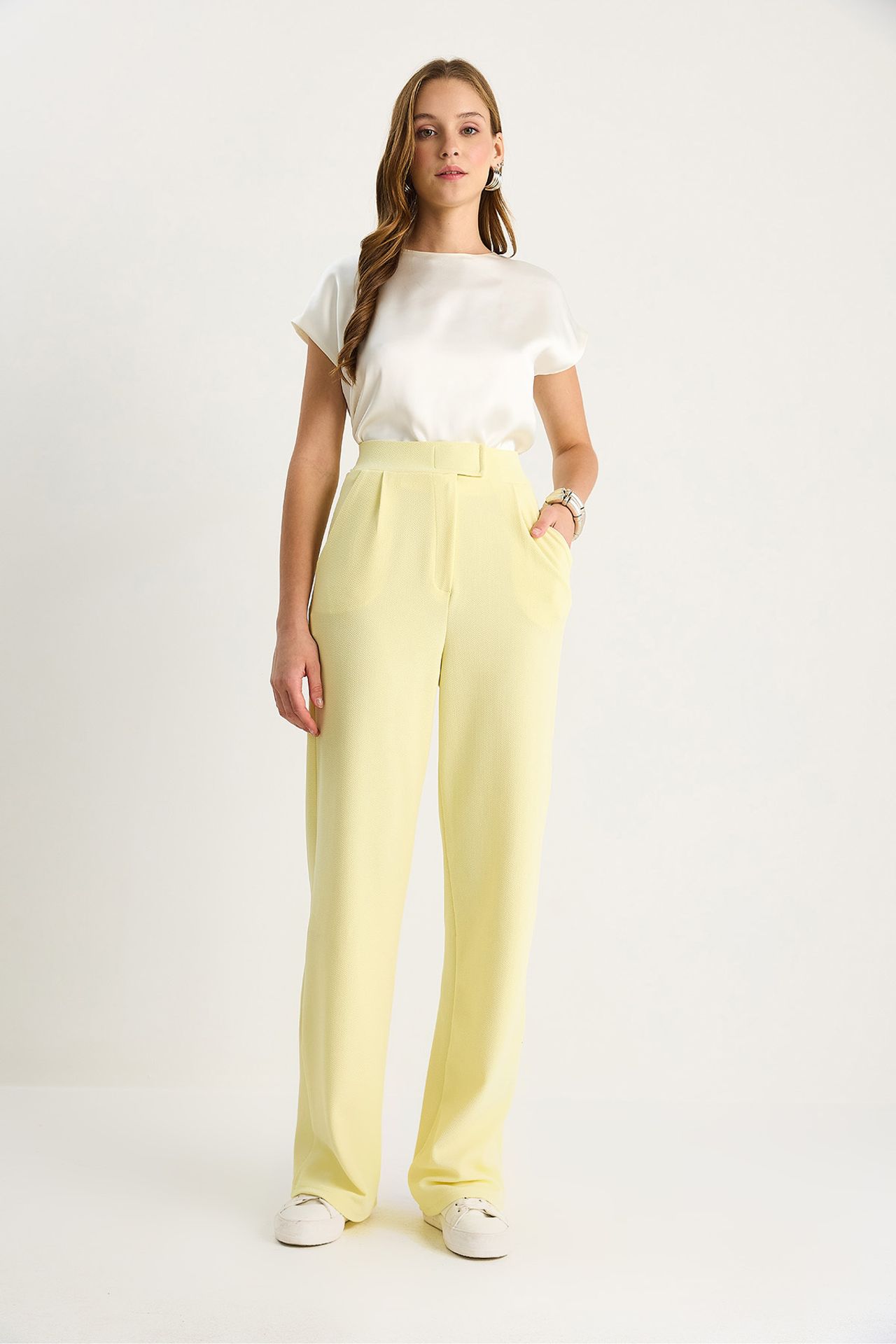 HiCCUP - Lemon Yellow Lucci High Waist Straight Pants Women