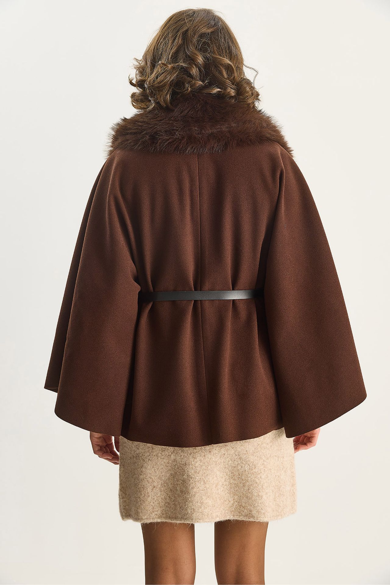 HiCCUP - Dark Mocha Brown Lucci Wool Blend Overcoat With Faux Fur ...