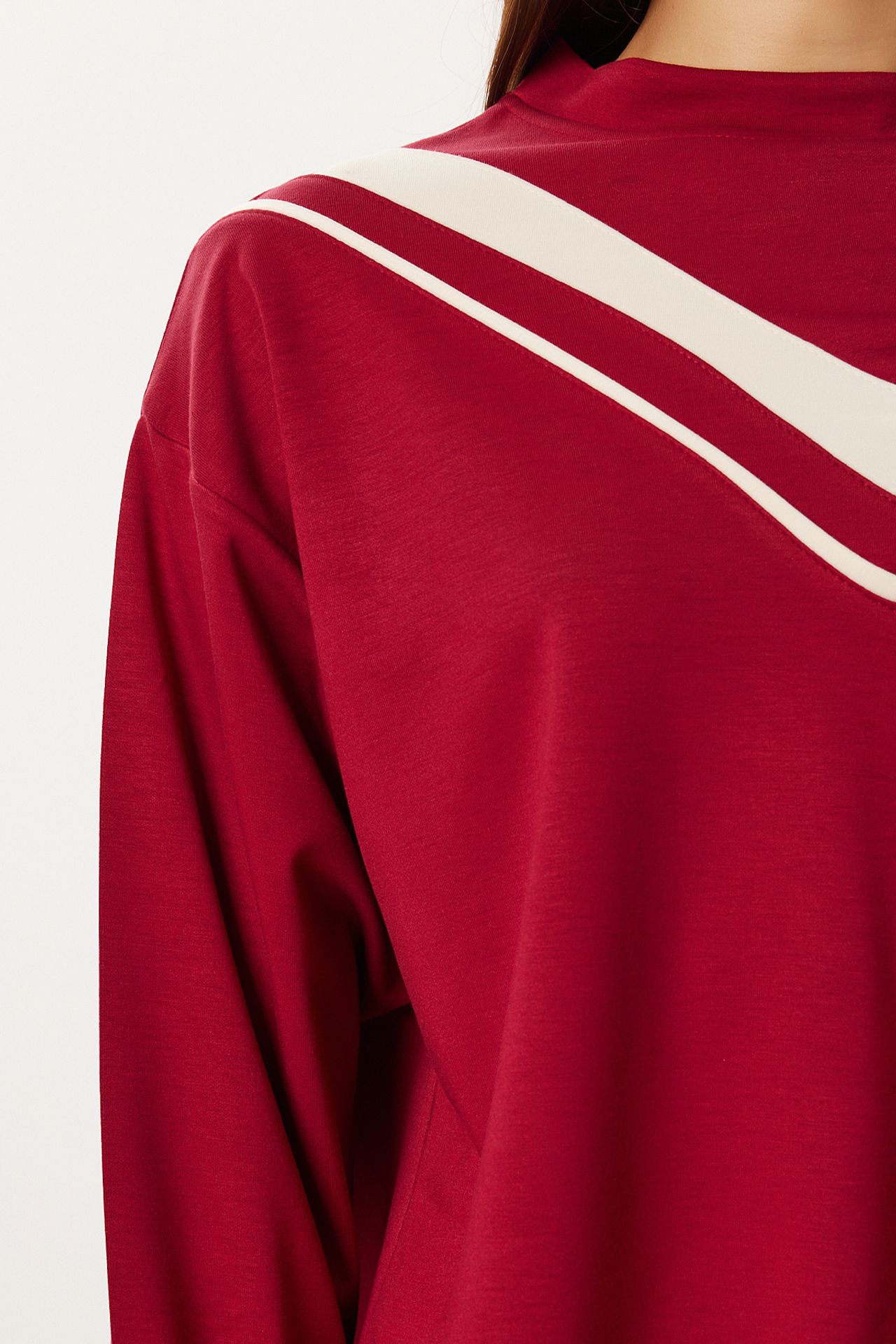 HiCCUP - Burgundy Red Istanbul Color Blocked Ribbed Co-ord Set With ...