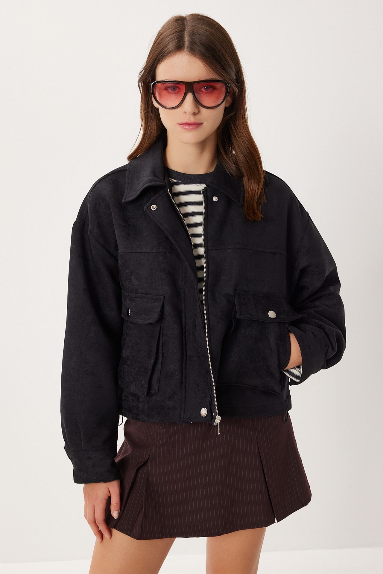 HiCCUP - Black Istanbul Relaxed Fit Gabardine Jacket With Pockets Women