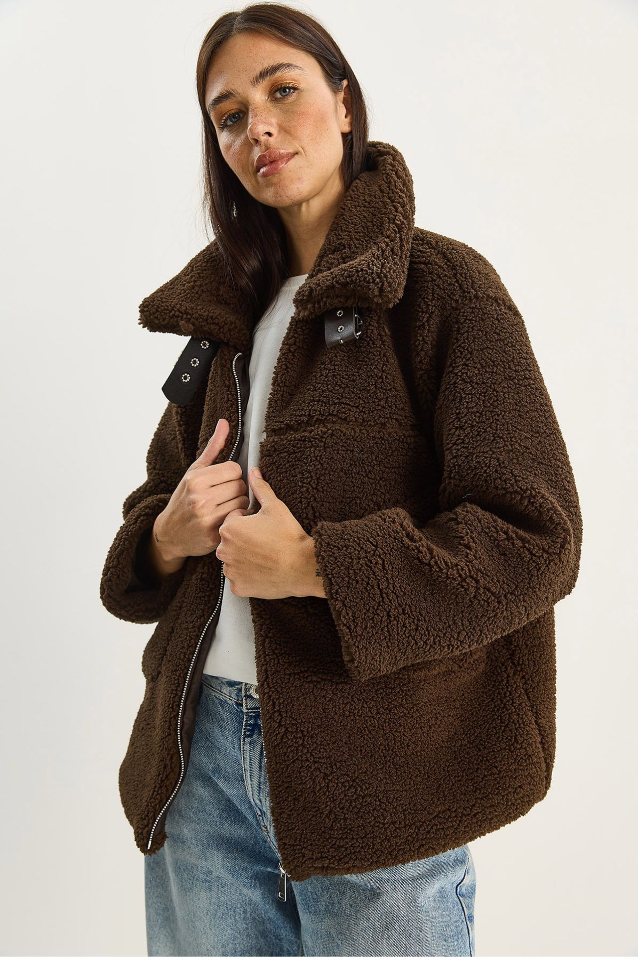 HiCCUP - Dark Mocha Brown Lucci Oversized Plush Knitted Puffer Jacket ...