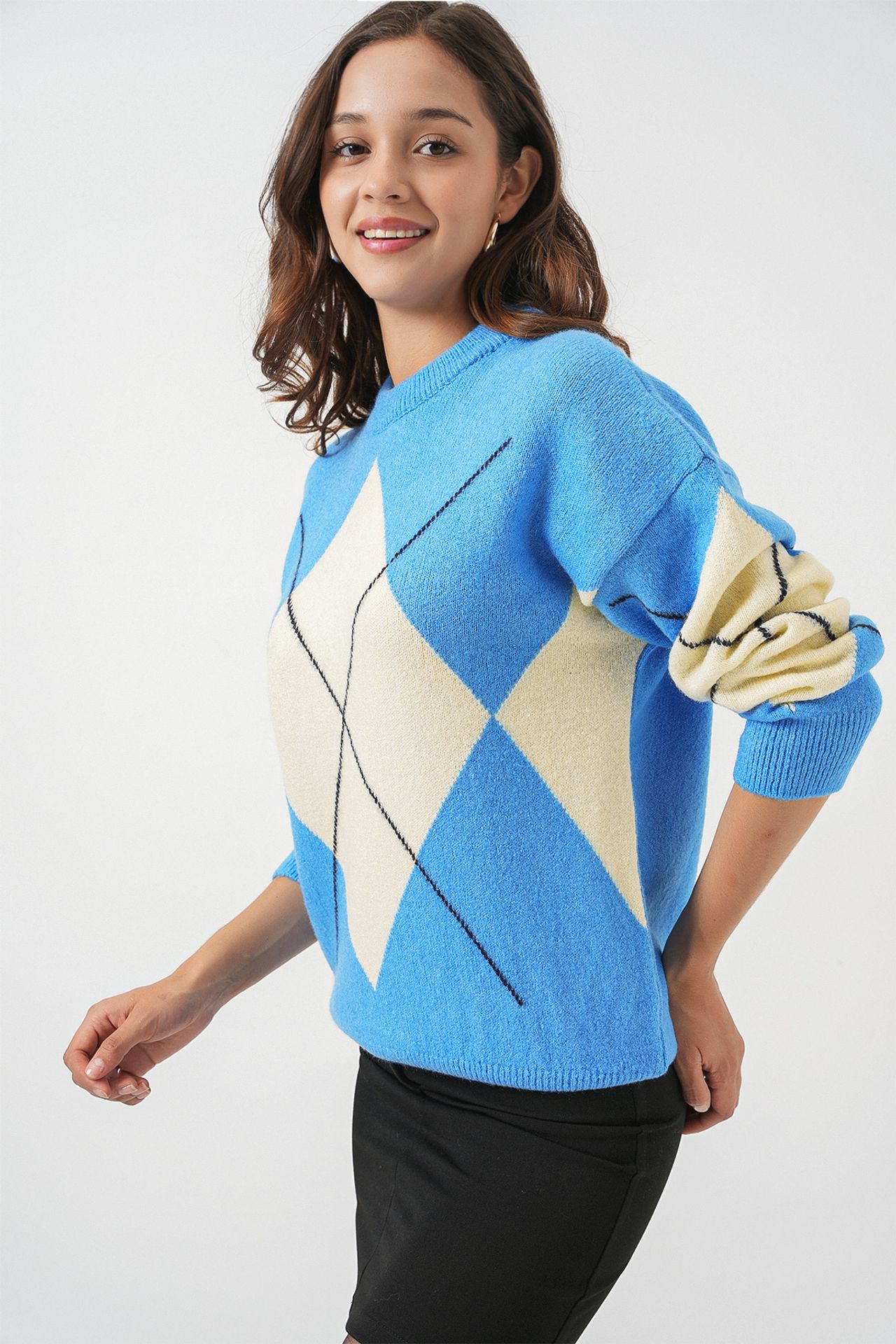 HiCCUP - Maya Blue Bdart Oversized Knit Sweater Women