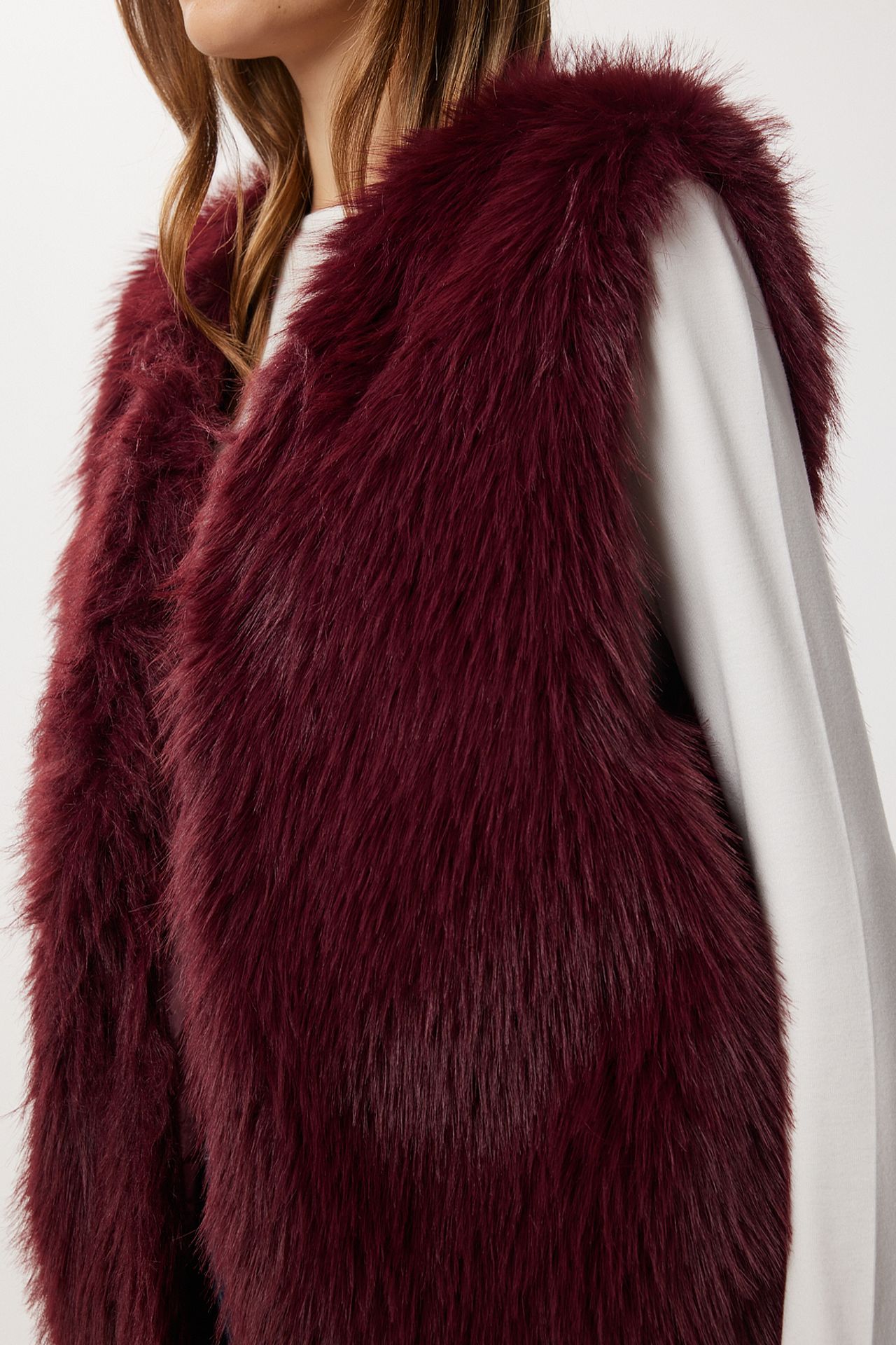 HiCCUP - Burgundy Red Istanbul Faux Fur Lined Waistcoat Women