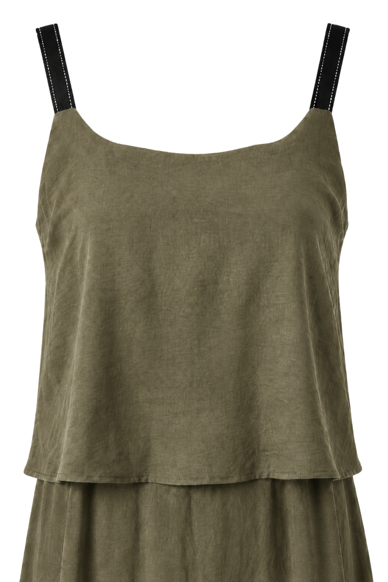 HiCCUP - Khaki Green Mixray Sleeveless A-line Maxi Dress With Square ...
