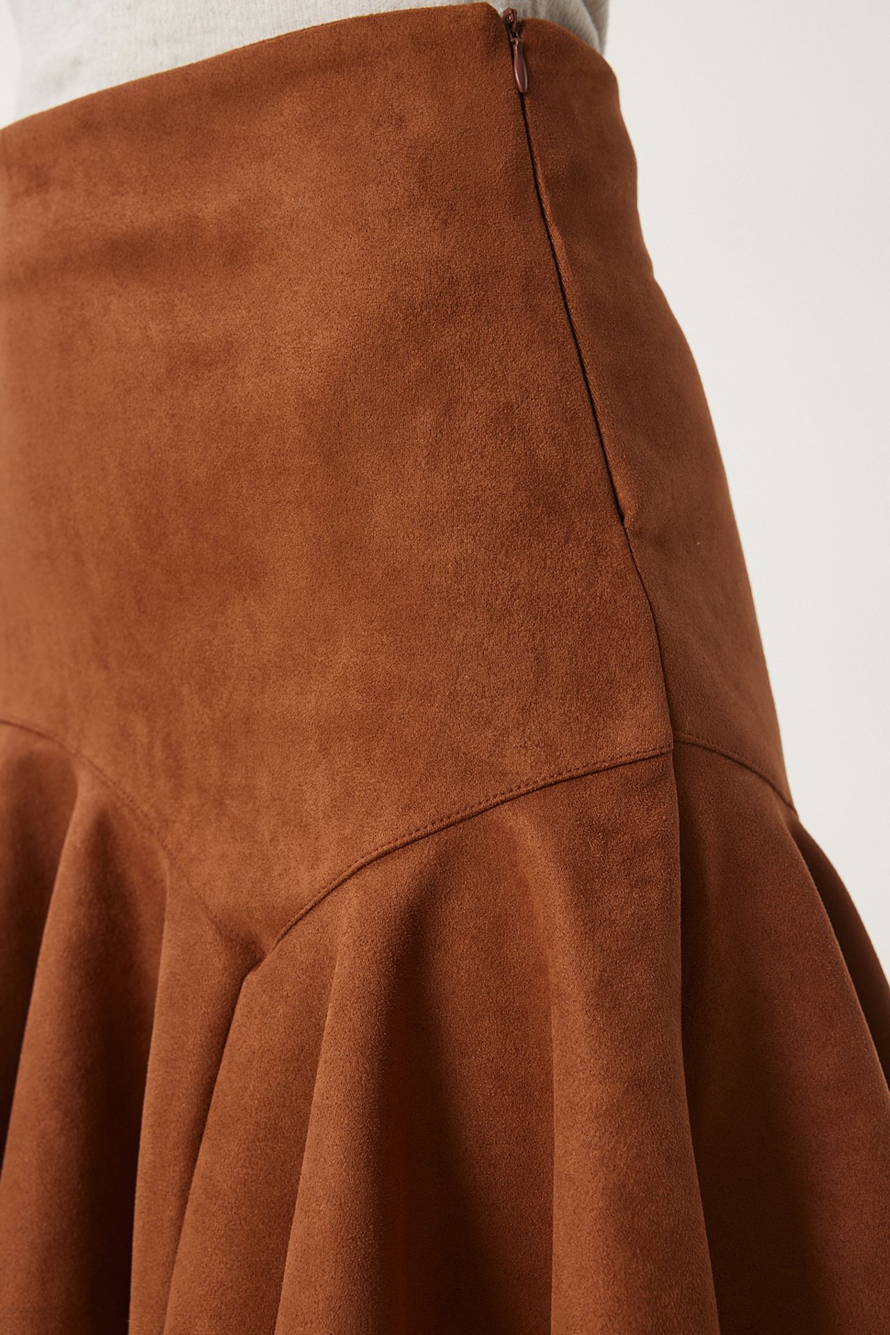 HiCCUP - Tan Natural Istanbul Frilly Asymmetric Mini Skirt Women