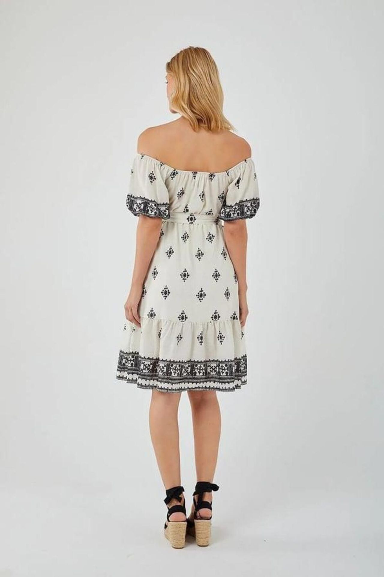 HiCCUP - Black Mixray Floral Boat Neck Midi Dress Women