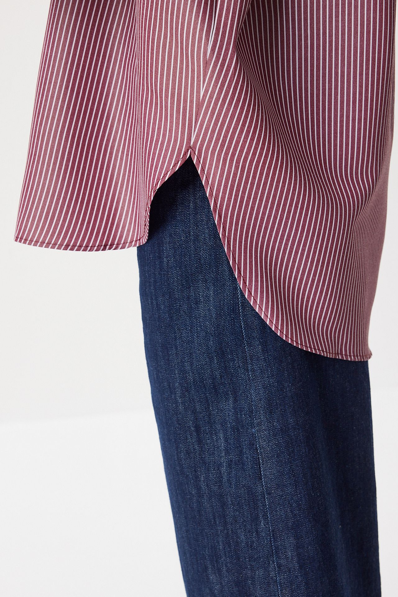 HiCCUP - Burgundy Red Istanbul Oversized Striped Shirt Women