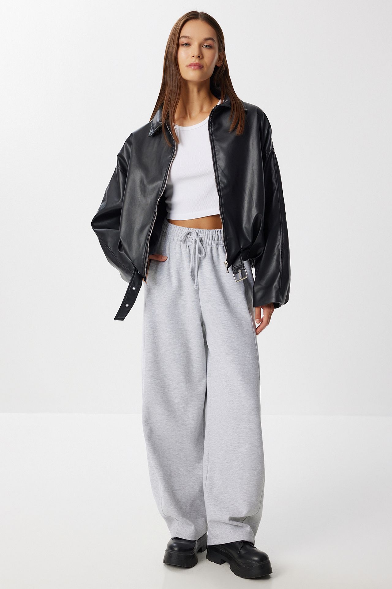 HiCCUP - Black Istanbul Faux Leather Bomber Jacket Women