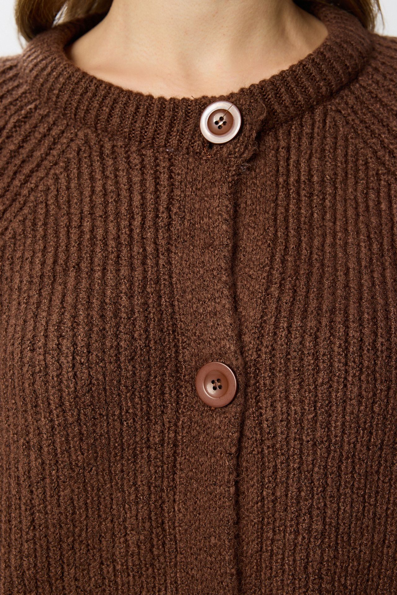HiCCUP - Mocha Brown Istanbul Textured Ribbed Oversized Cardigan With ...