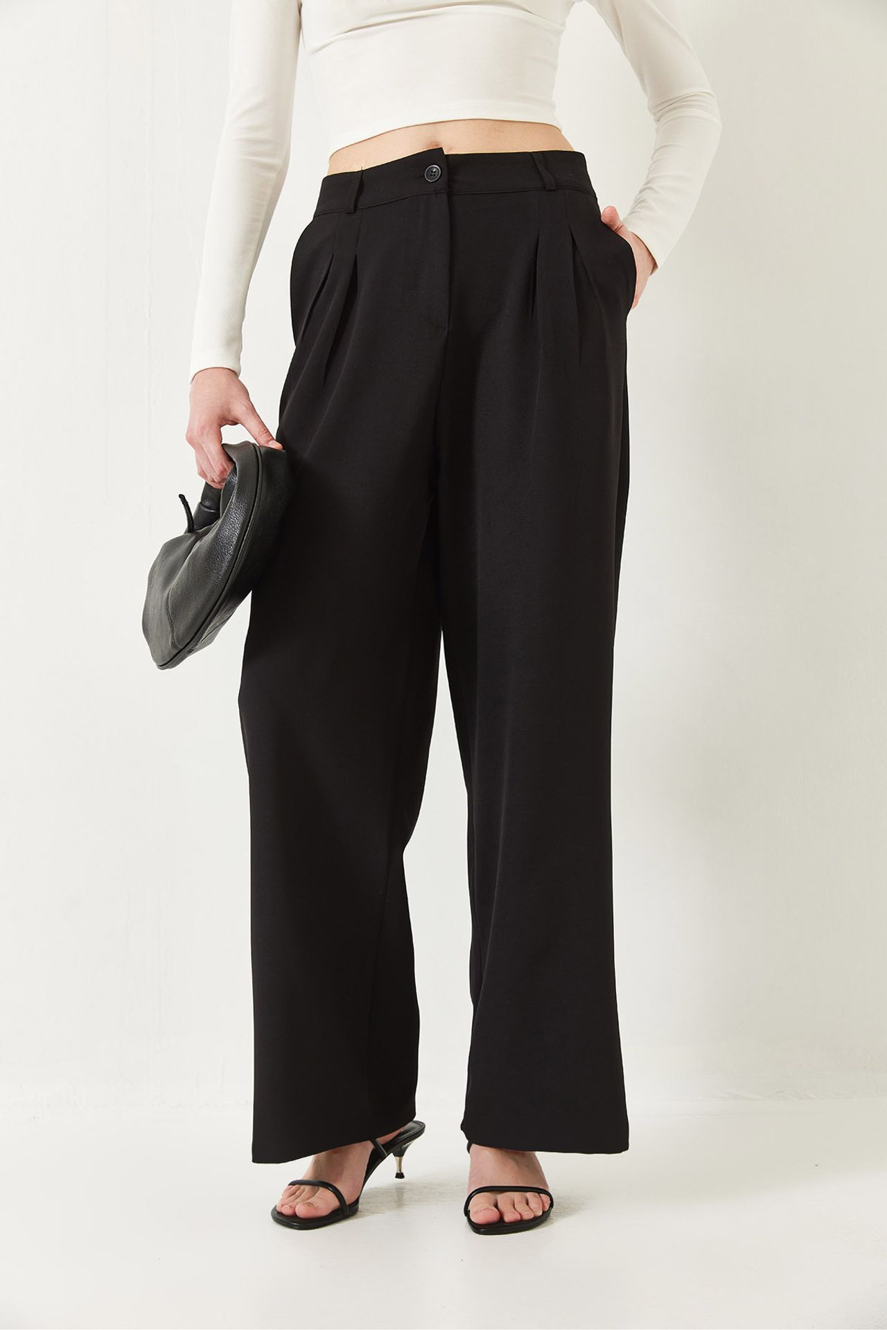 HiCCUP - Black Lucci Wide Leg Pleated Pants Women