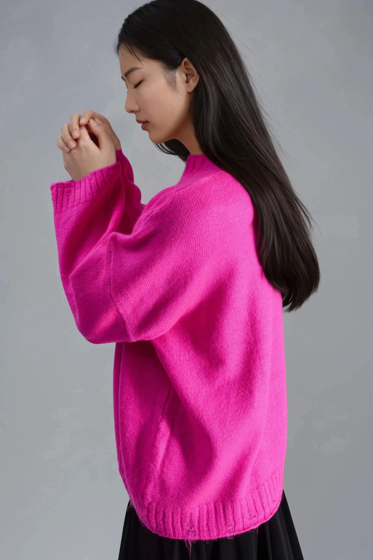 HiCCUP - Magenta Pink My Fashion Oversized Textured Knit Sweater With ...
