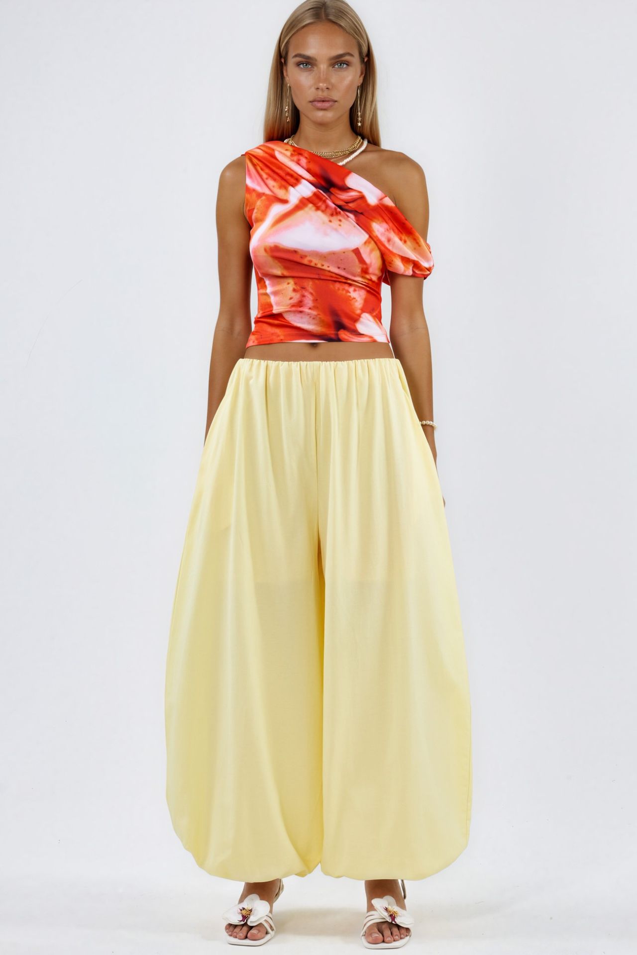 HiCCUP - Lemon Yellow Busem Elastic Waist Balloon Pants Women