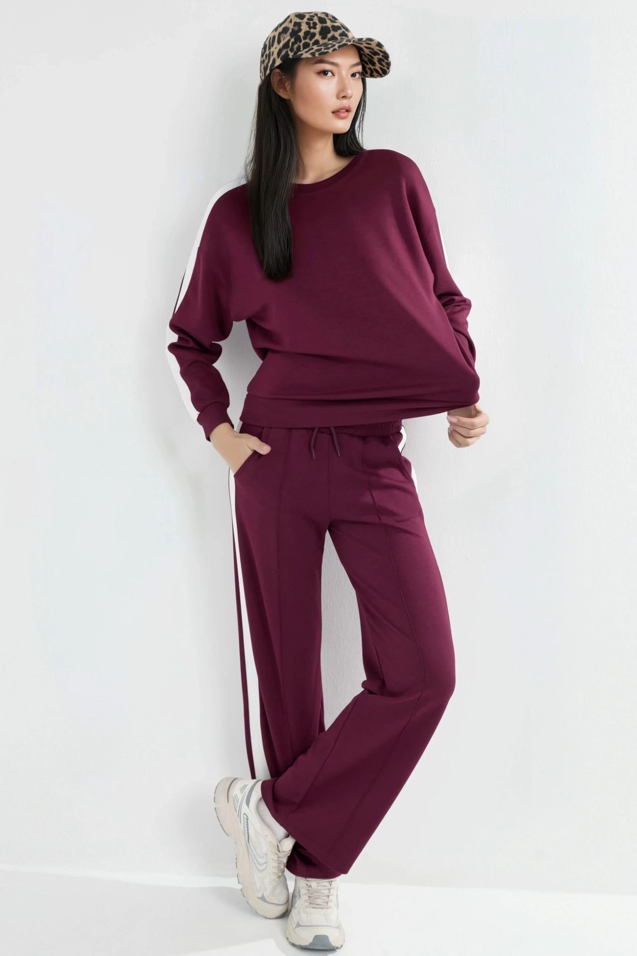 HiCCUP - Burgundy Red Modal Touch Regular Fit Sweatshirt & Pants Set ...