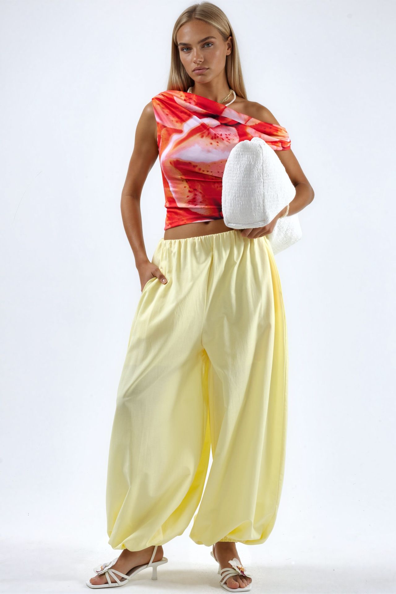 HiCCUP - Lemon Yellow Busem Elastic Waist Balloon Pants Women