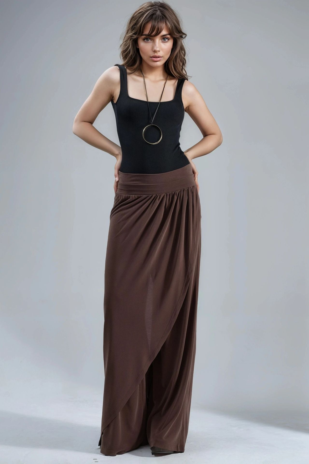 HiCCUP - Coffee Brown Busem Wide Leg Salwar Pants Women