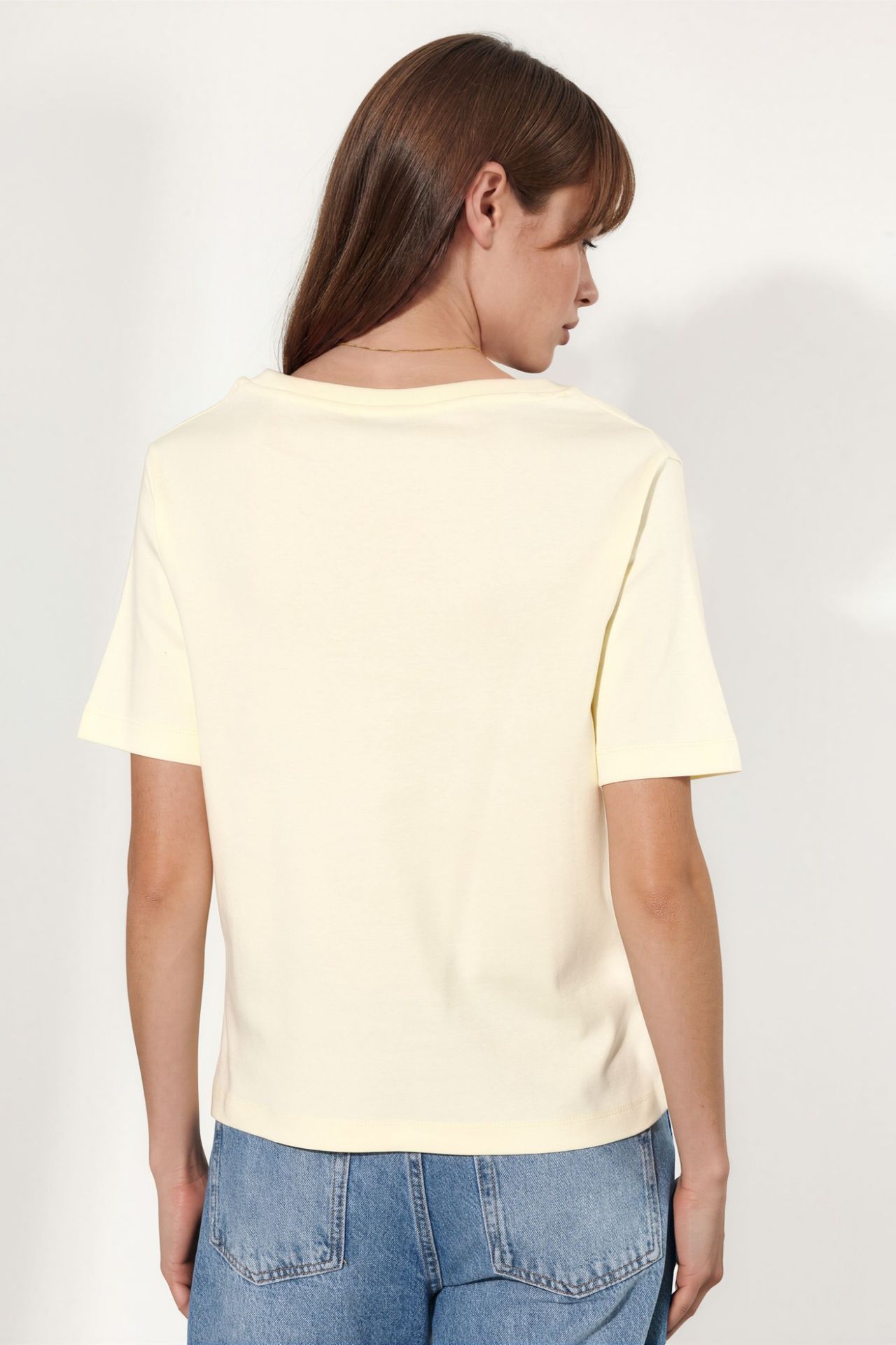 HiCCUP - Lemon Yellow Busem V-neck Solid Regular Fit Cotton T-shirt Women