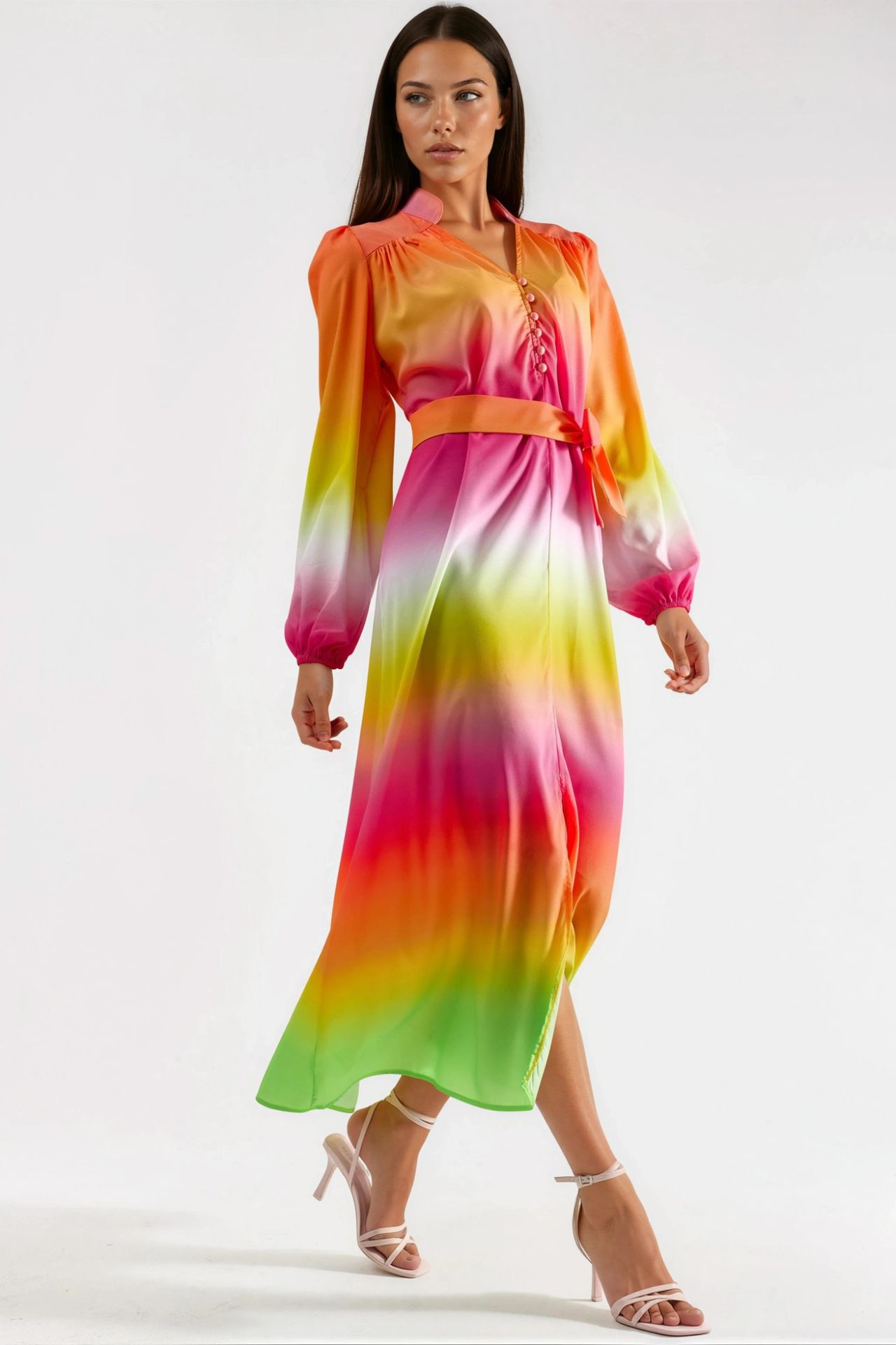 HiCCUP - Orange Msn Ombre Maxi Dress With Belt Women