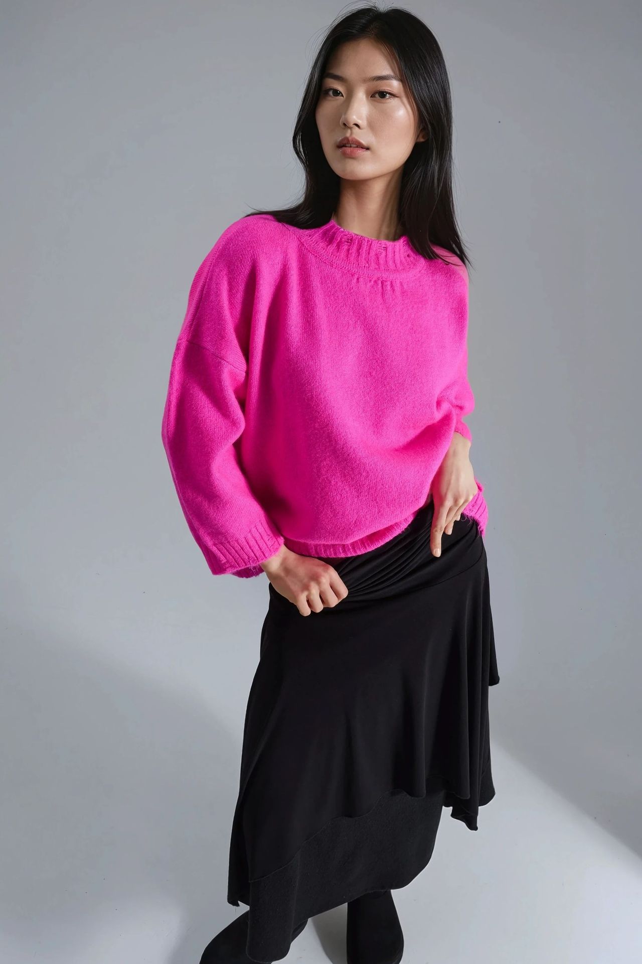 HiCCUP - Magenta Pink My Fashion Oversized Textured Knit Sweater With ...