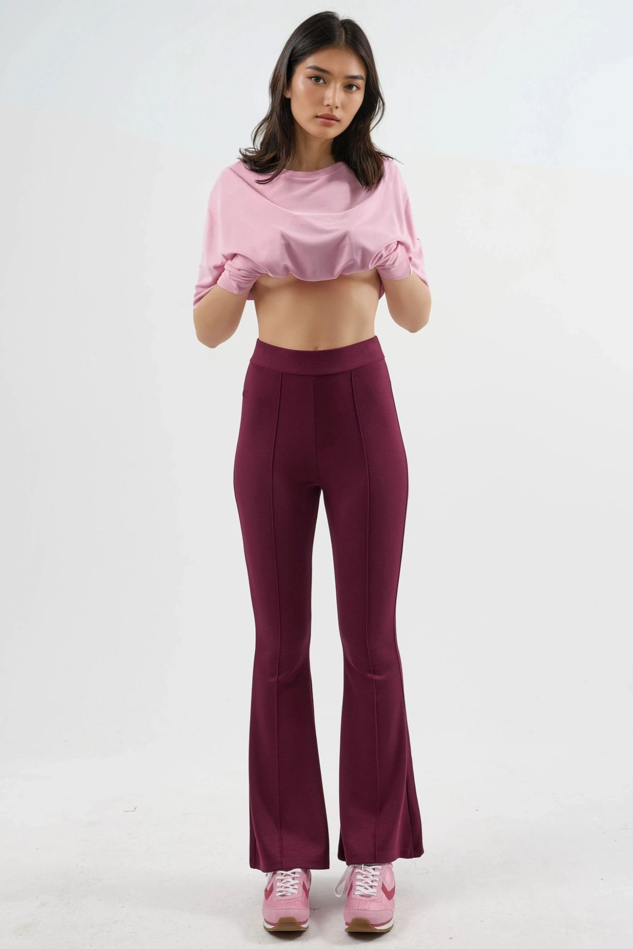 HiCCUP - Burgundy Red Modal Touch Flare Pants Bersan Collection Women