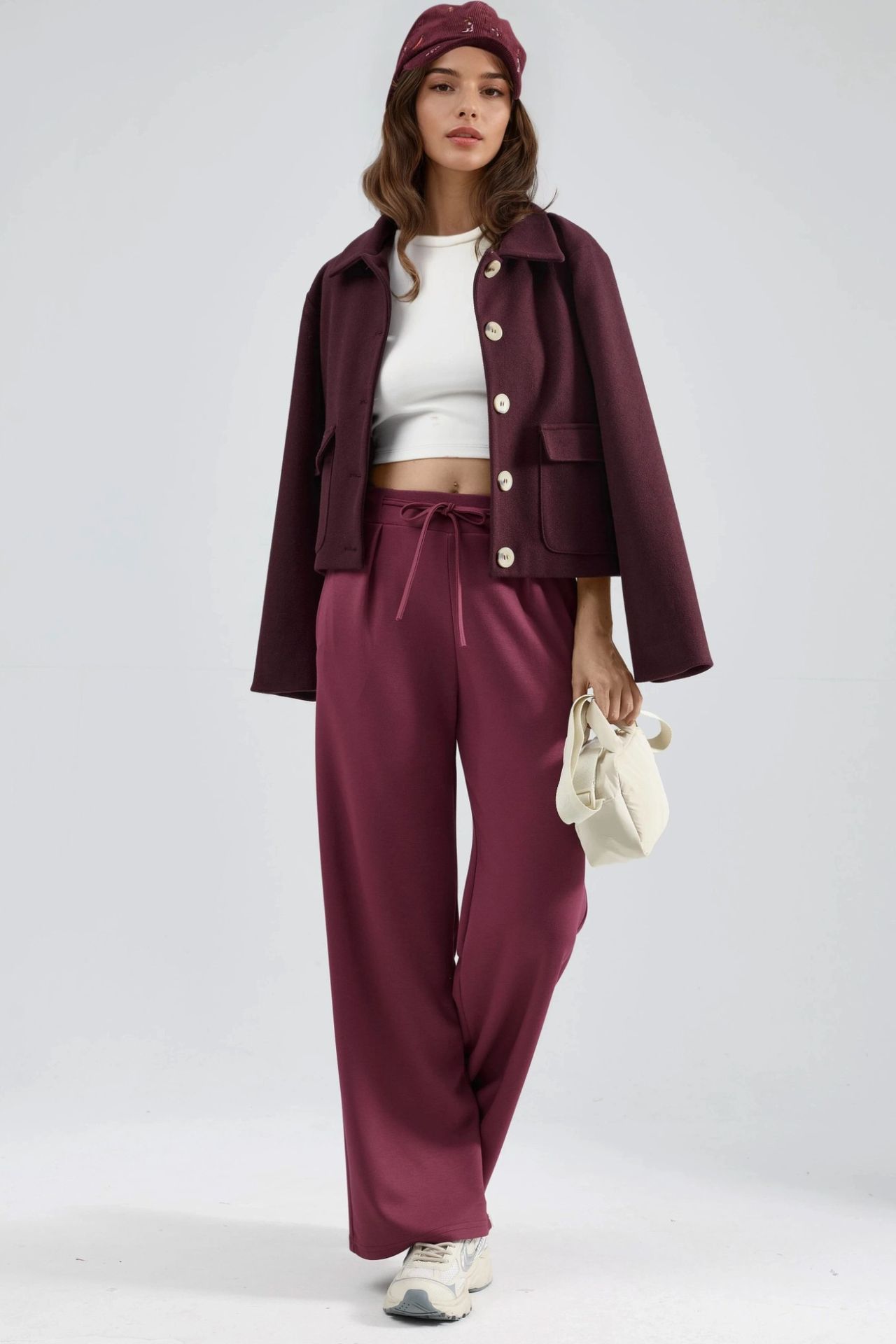 HiCCUP - Burgundy Red Modal Touch Pleated Palazzo Pants Bersan ...