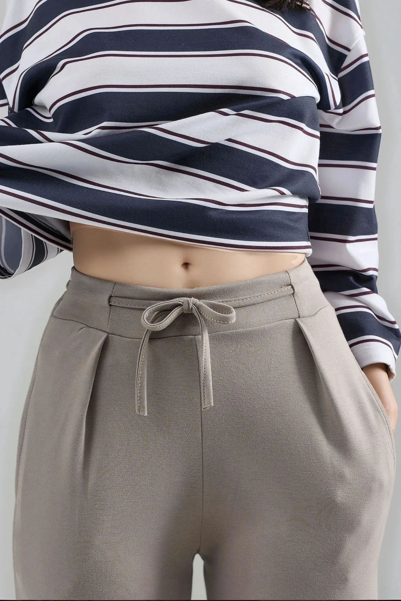 HiCCUP - Beige Natural Modal Touch Pleated Palazzo Pants Bersan ...