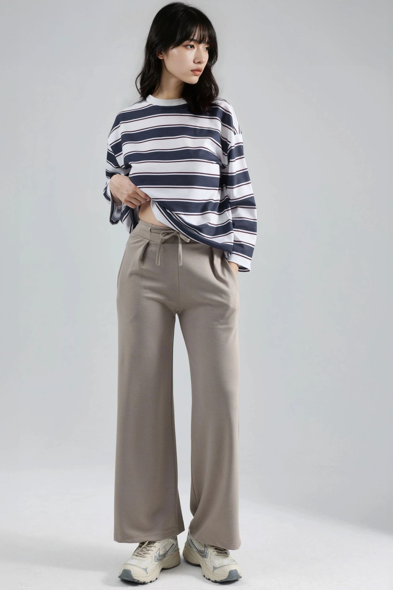 HiCCUP - Beige Natural Modal Touch Pleated Palazzo Pants Bersan ...