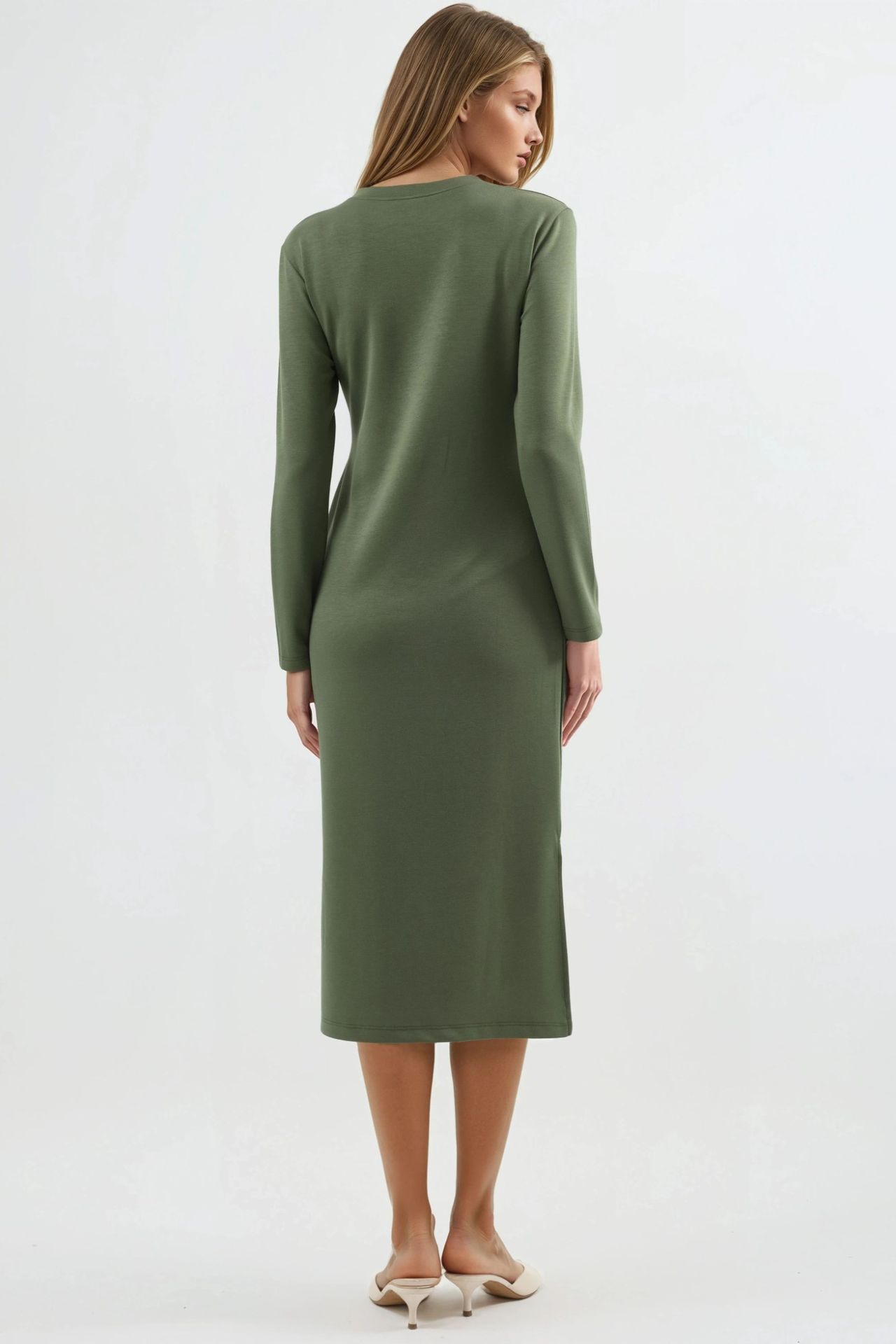HiCCUP - Khaki Green Modal Touch Slit Dress Bersan Collection Women