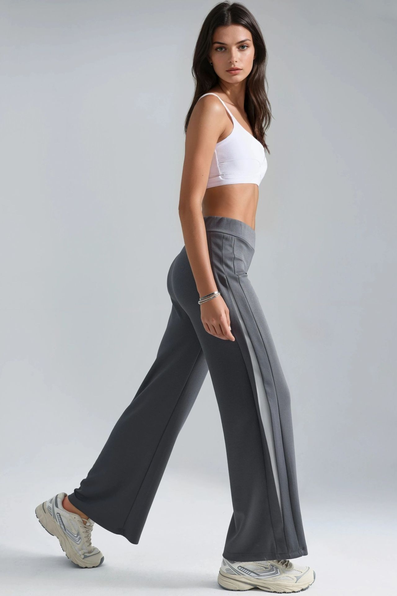 HiCCUP - Grey Modal Touch Stripe Detail Pants Bersan Collection Women