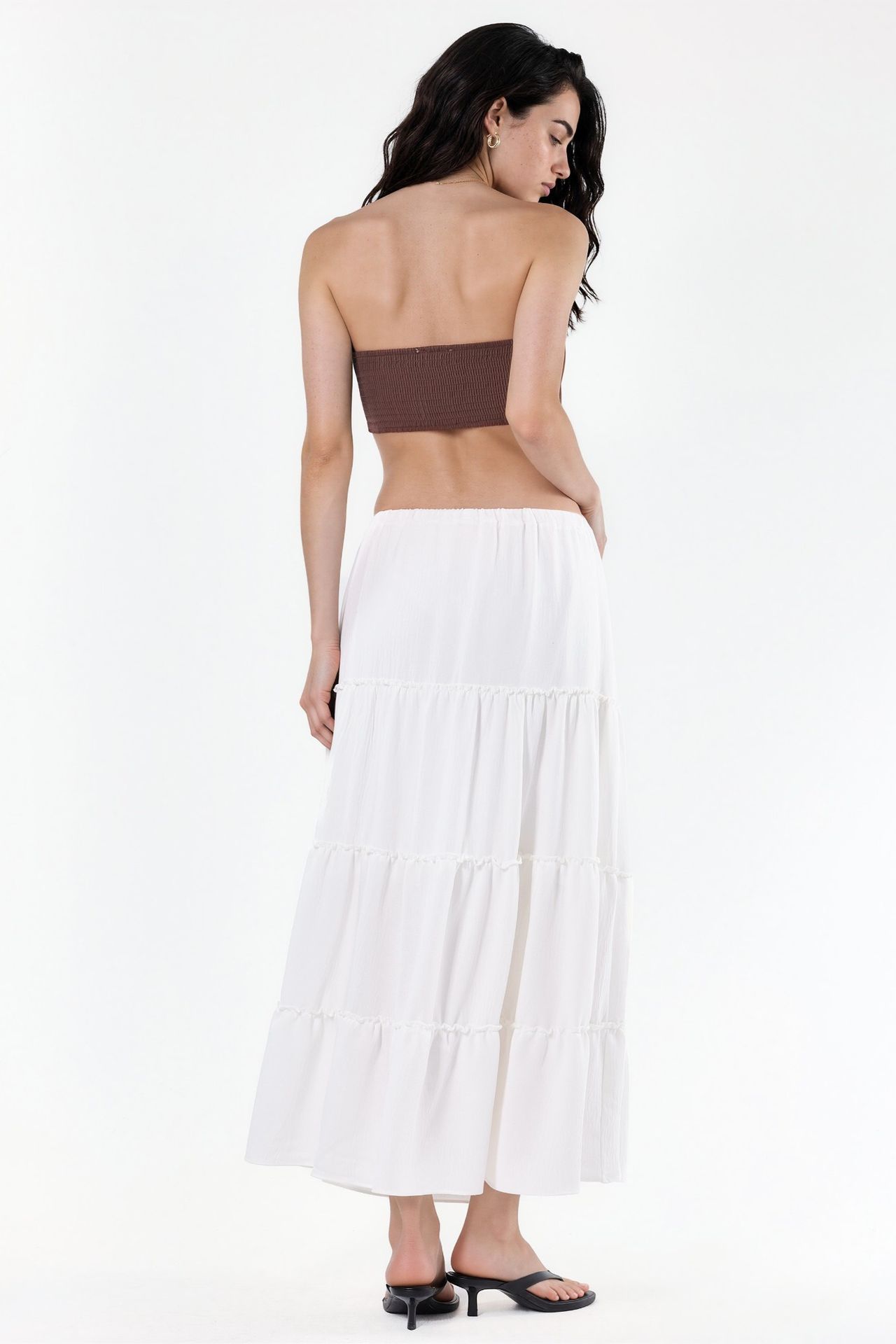 HiCCUP - Cream Natural Basic Pleated Maxi Skirt Women