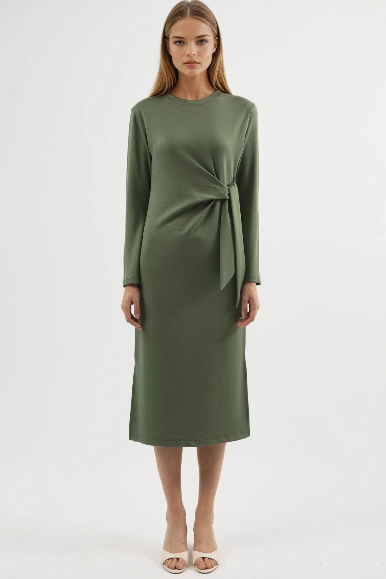 HiCCUP - Khaki Green Modal Touch Slit Dress Bersan Collection Women